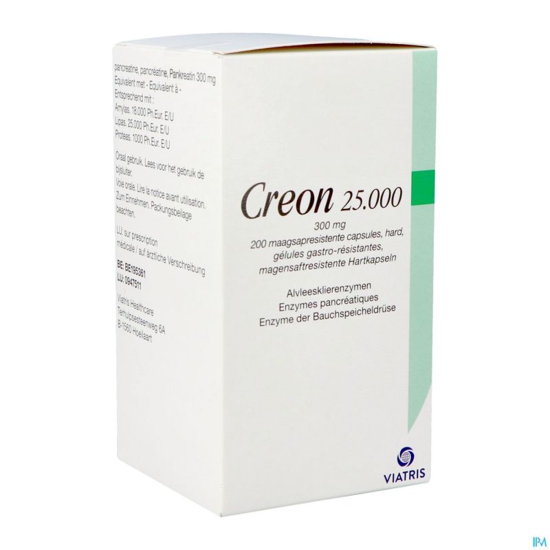 Creon 25.000 300 mg hard gastro-resist. caps. 200
